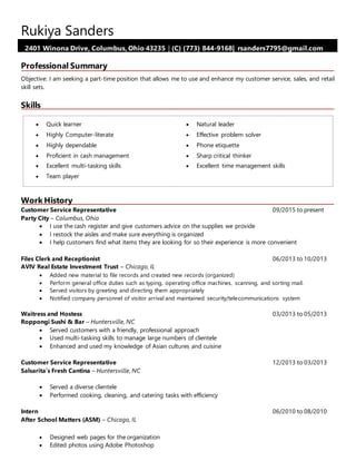 Sanders, Rukiya Resume | DOCX