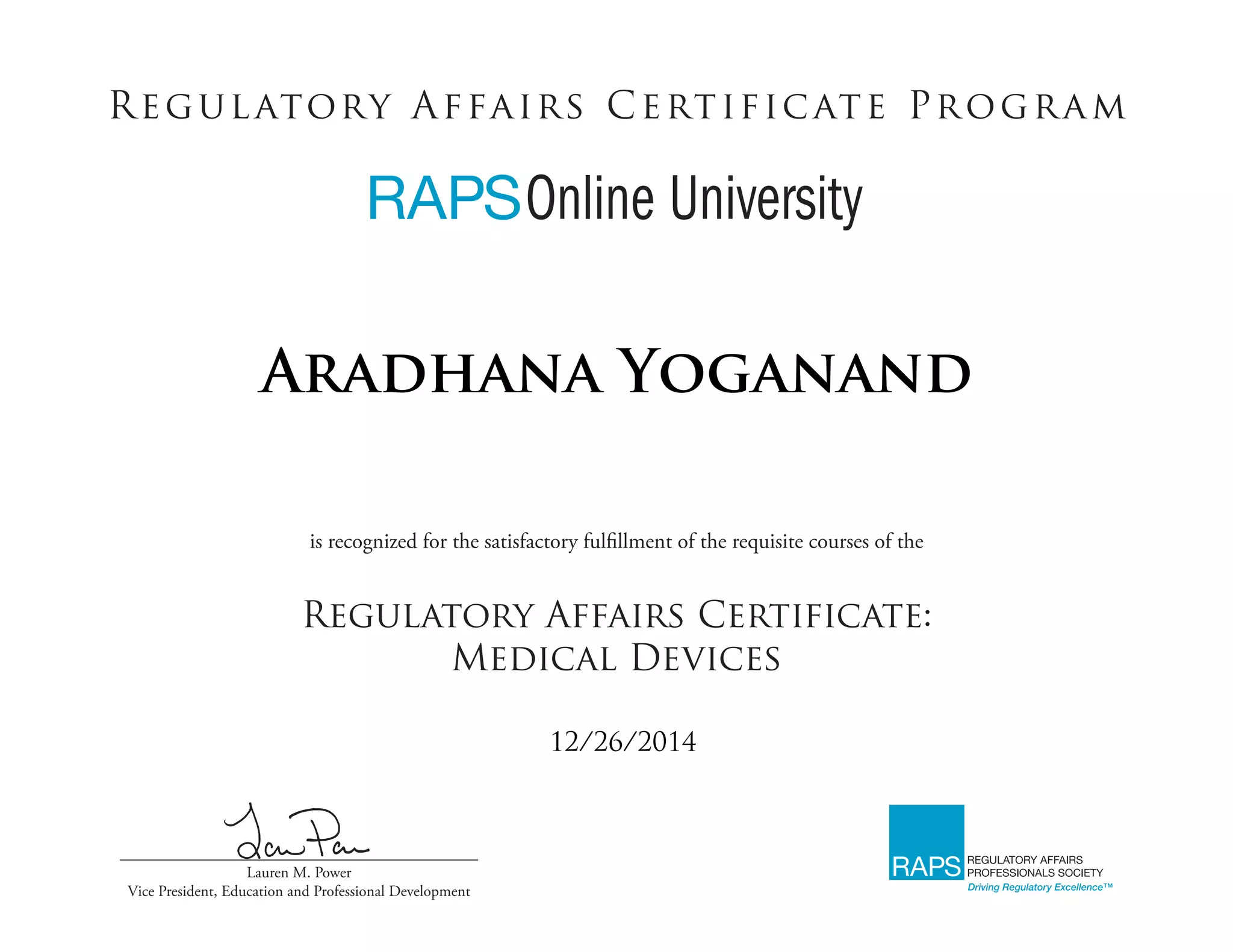 RAPS final certificate | PDF