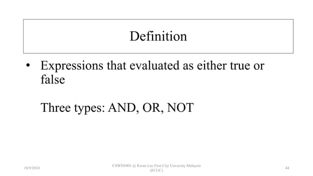 4 Decision Structures and Boolean Logic | PPT