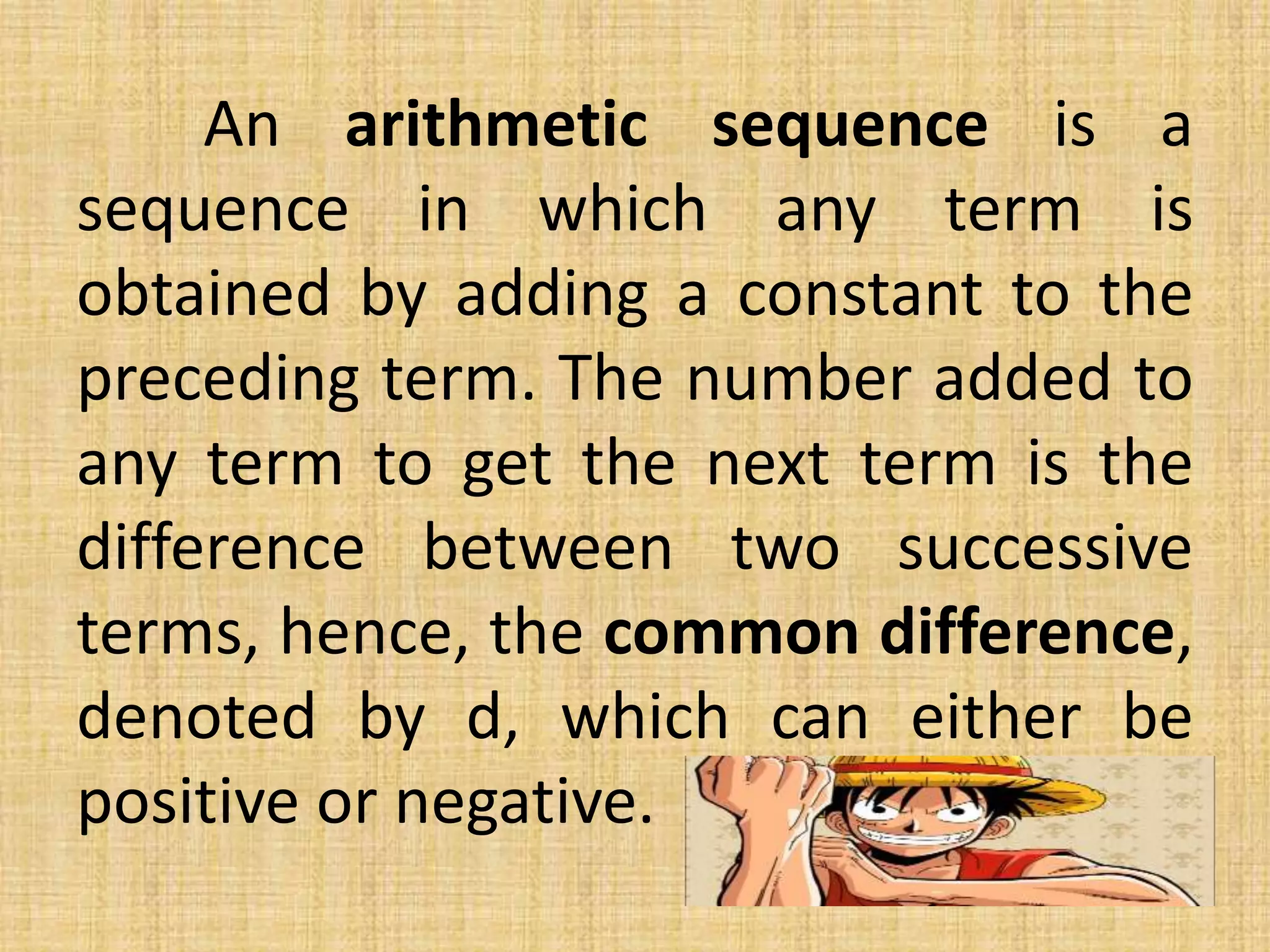 Definition of Arithmetic Sequence | PPT