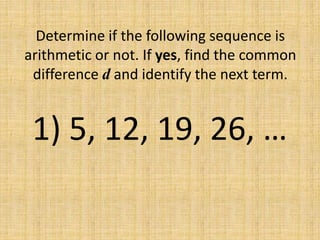 Definition of Arithmetic Sequence | PPT
