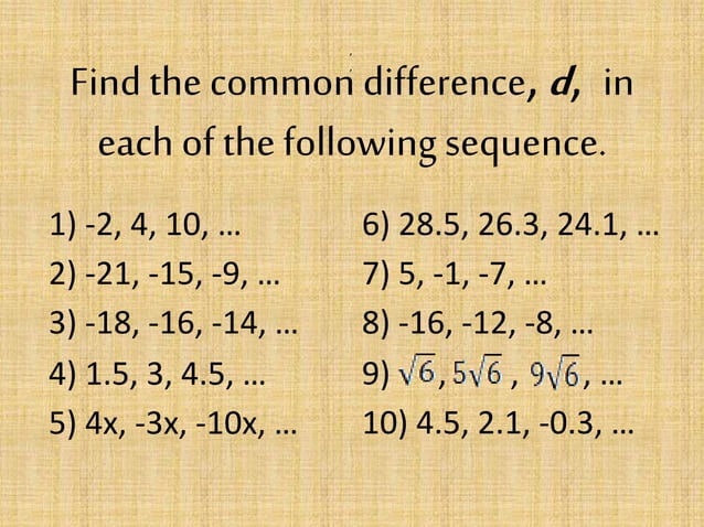 Definition of Arithmetic Sequence | PPT