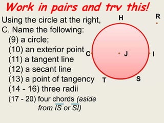 CIRCLES and the POINTS, SEGMENTS, LINES RELATED TO IT | PPTX
