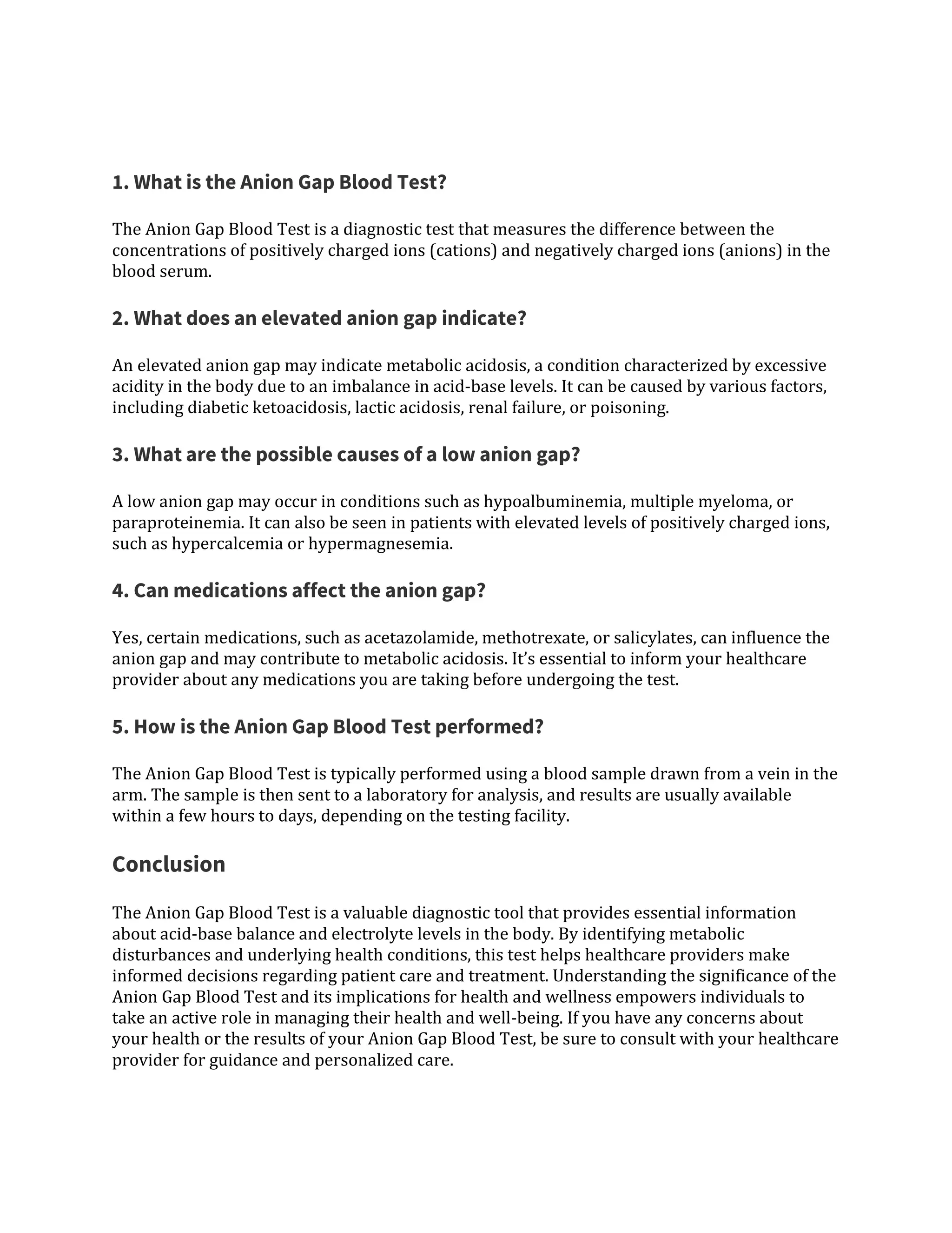 Anion Gap Blood Test: Everything You Need to Know | The Lifesciences ...