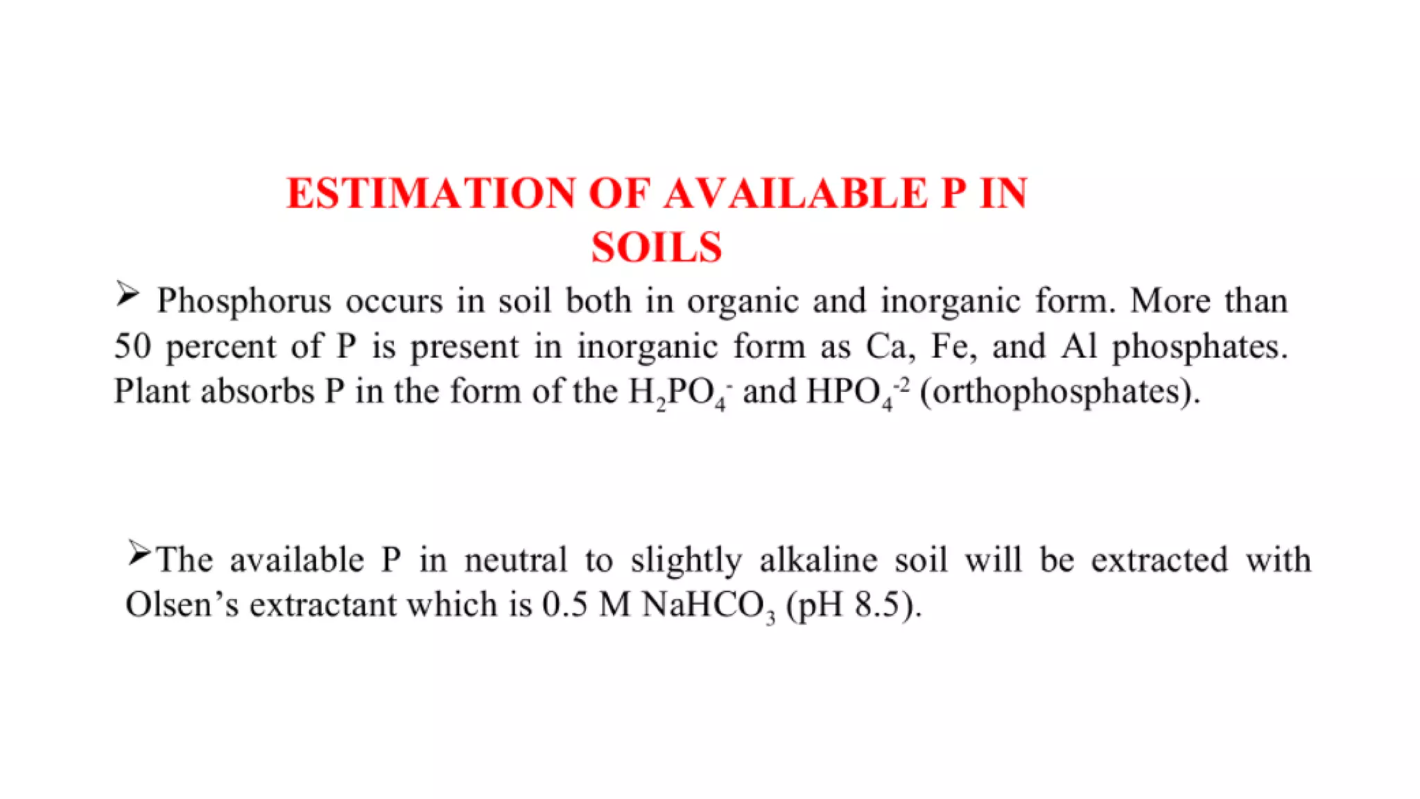 Determination of soil available phosphorous | PDF