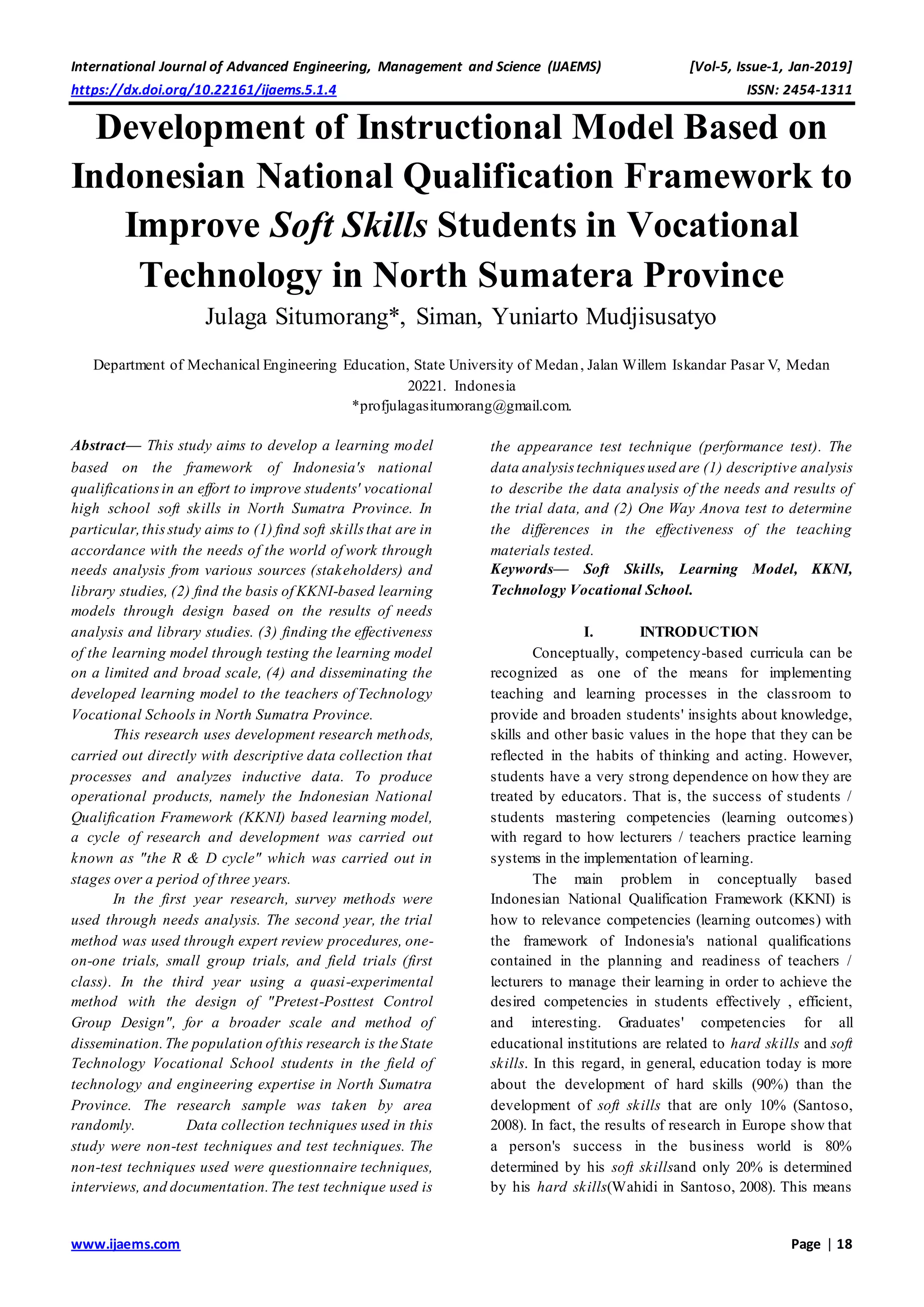 Development of Instructional Model Based on Indonesian National ...