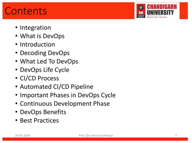 Introduction to DevOps and its Applications | PPT | Free Download