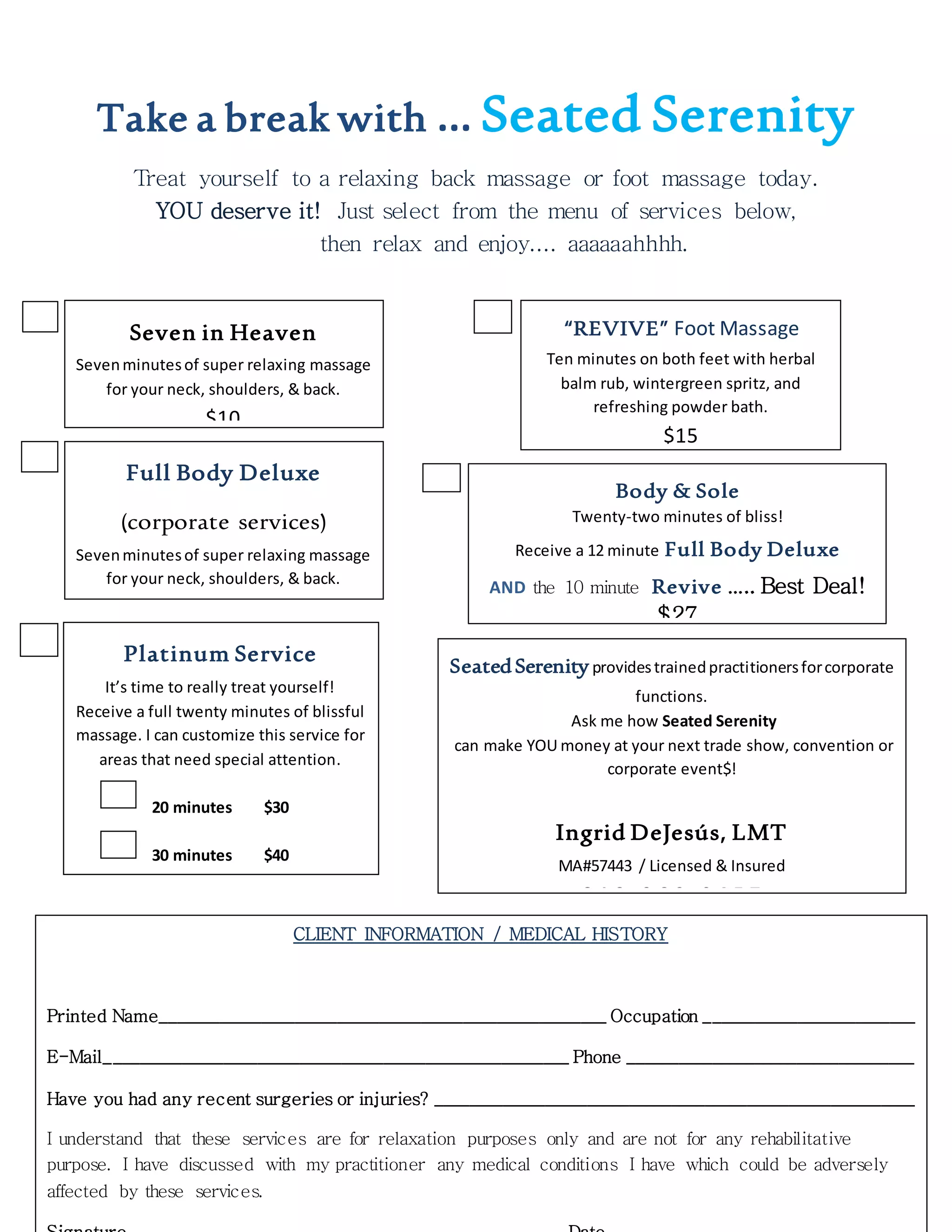 seated massage menu | PDF