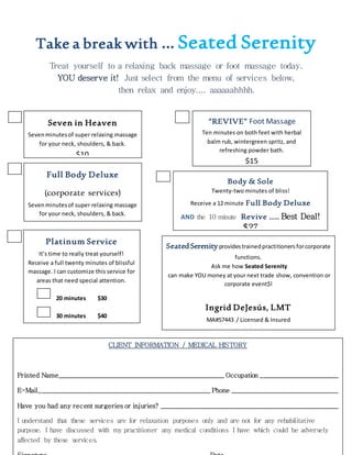 seated massage menu | PDF