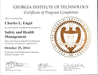 Safety and Health Management - 2014 Certificate | PDF