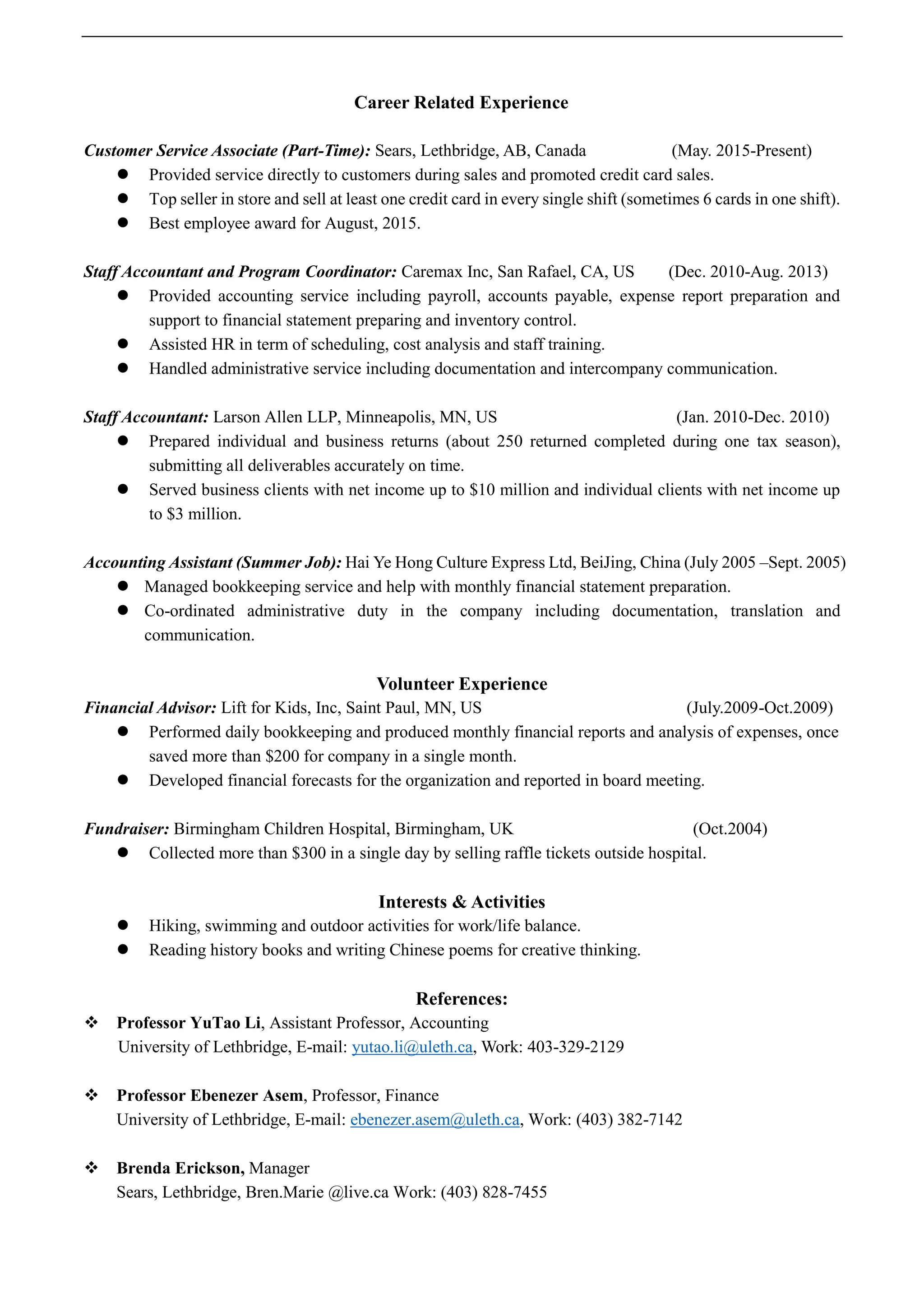 Ye Wang Resume for all | PDF