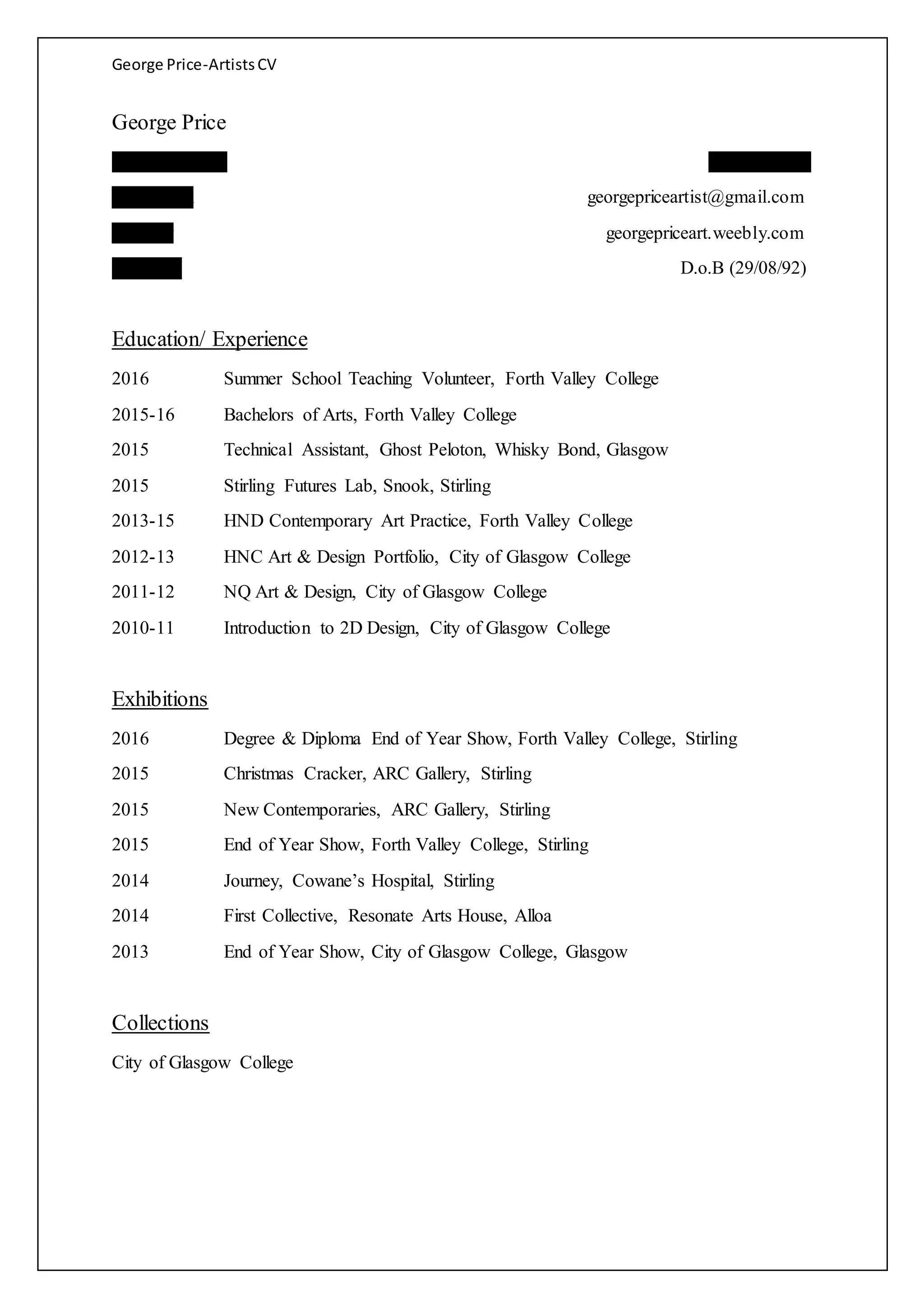 George Price Artists CV | PDF