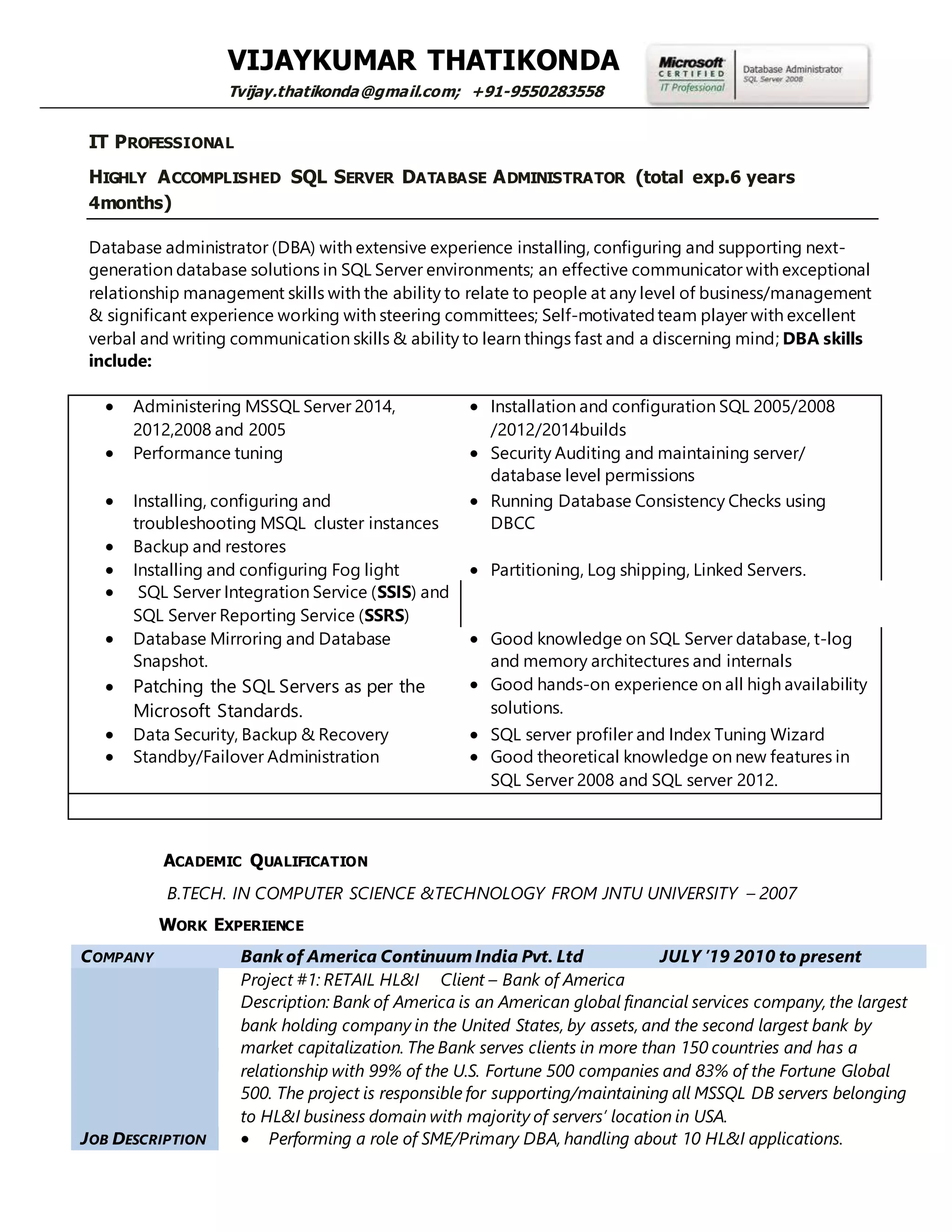 VijayResume | DOCX | Databases | Computer Software and Applications