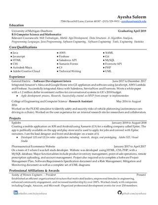 Ayesha Resume | PDF