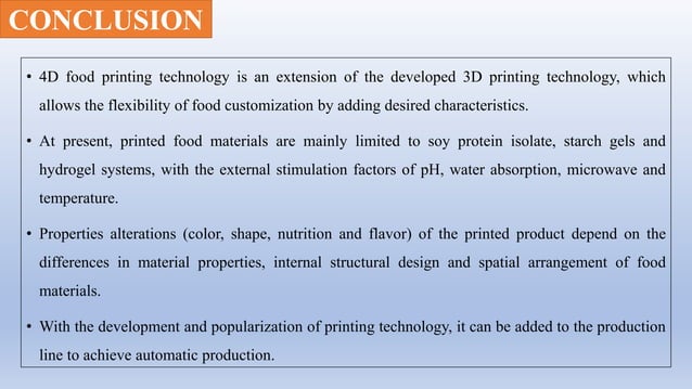 4 D Food Printing of Foods: A Future Path | PPTX | 3-D Graphics ...