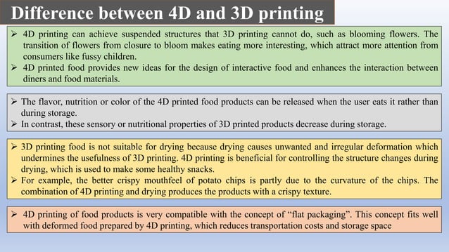 4 D Food Printing of Foods: A Future Path | PPTX | 3-D Graphics | Computer Software and Applications