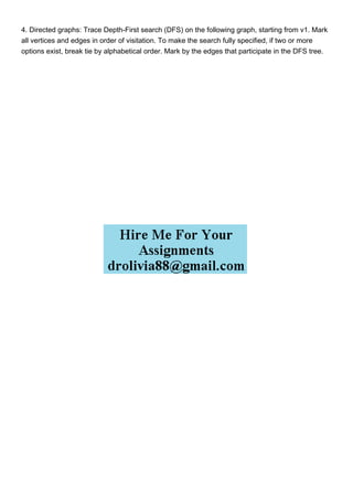 4 Directed graphs Trace DepthFirst search DFS on the fo.pdf