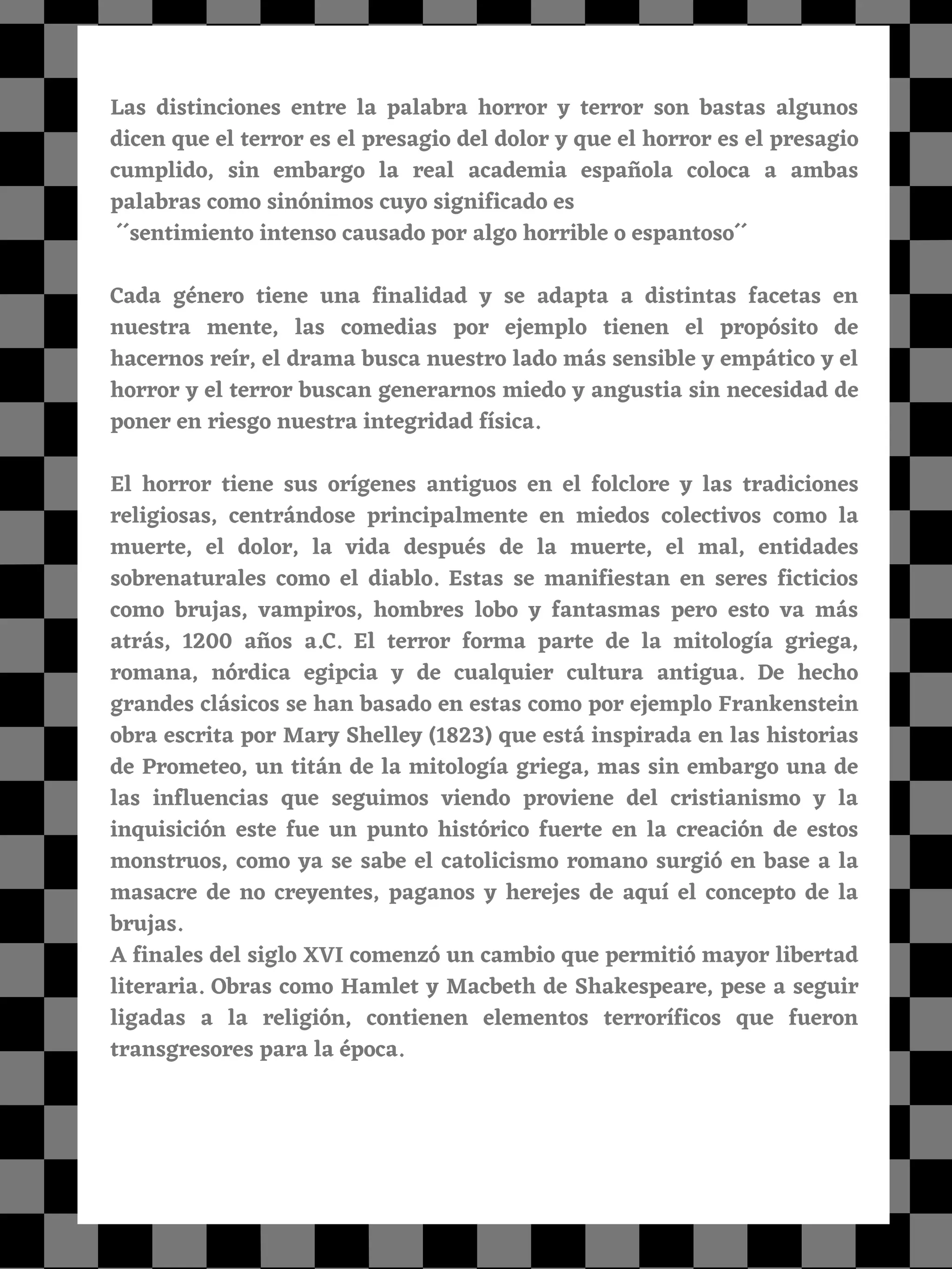Genero del Terror en la Literatura y el Cine | PDF
