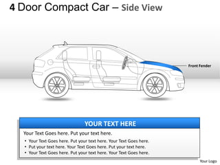 4 door blue car side view powerpoint presentation templates | PPTX