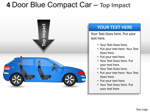 4 door blue car side view powerpoint presentation templates | PPTX