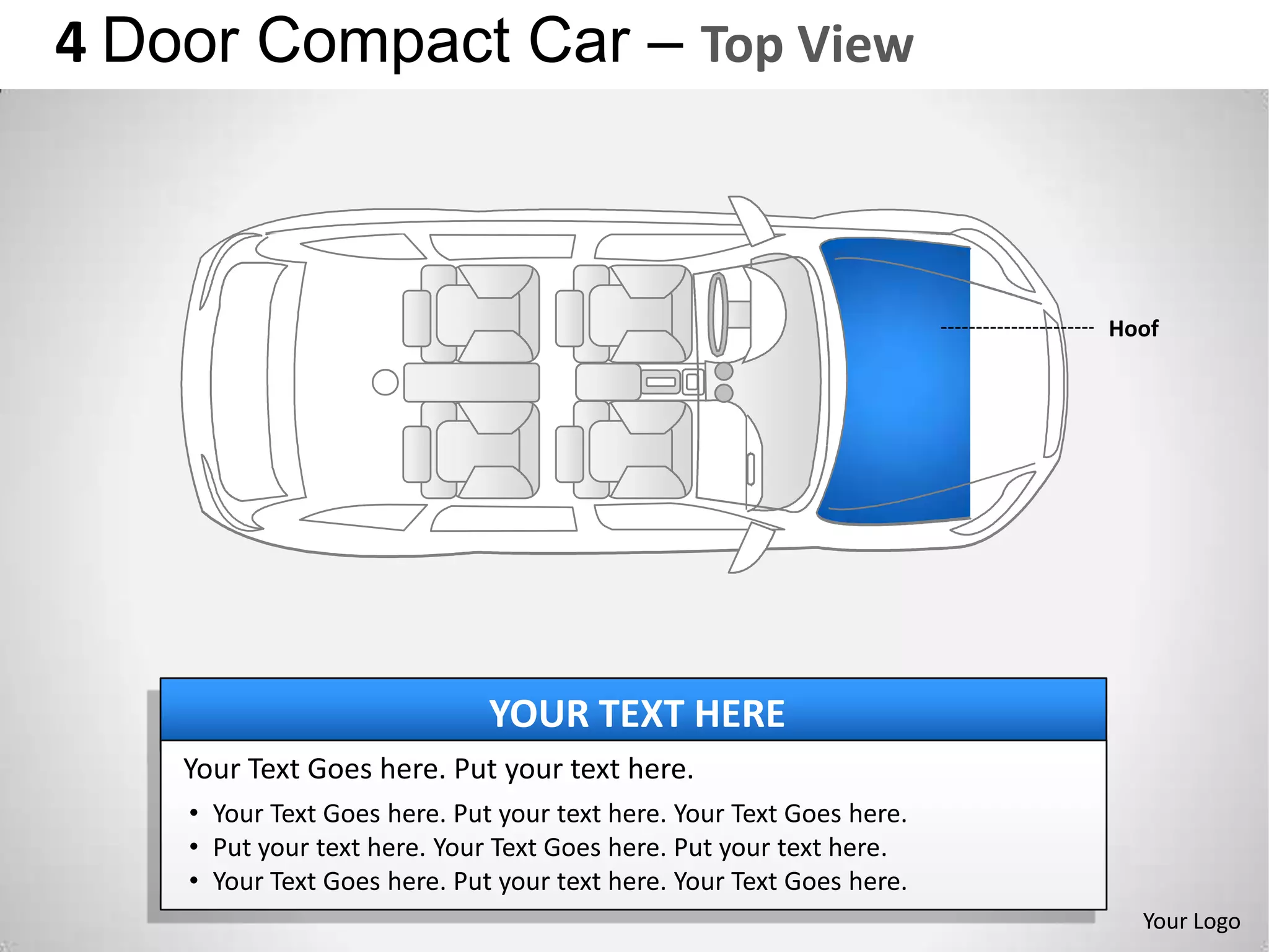4 door blue car top view powerpoint presentation templates | PPTX ...