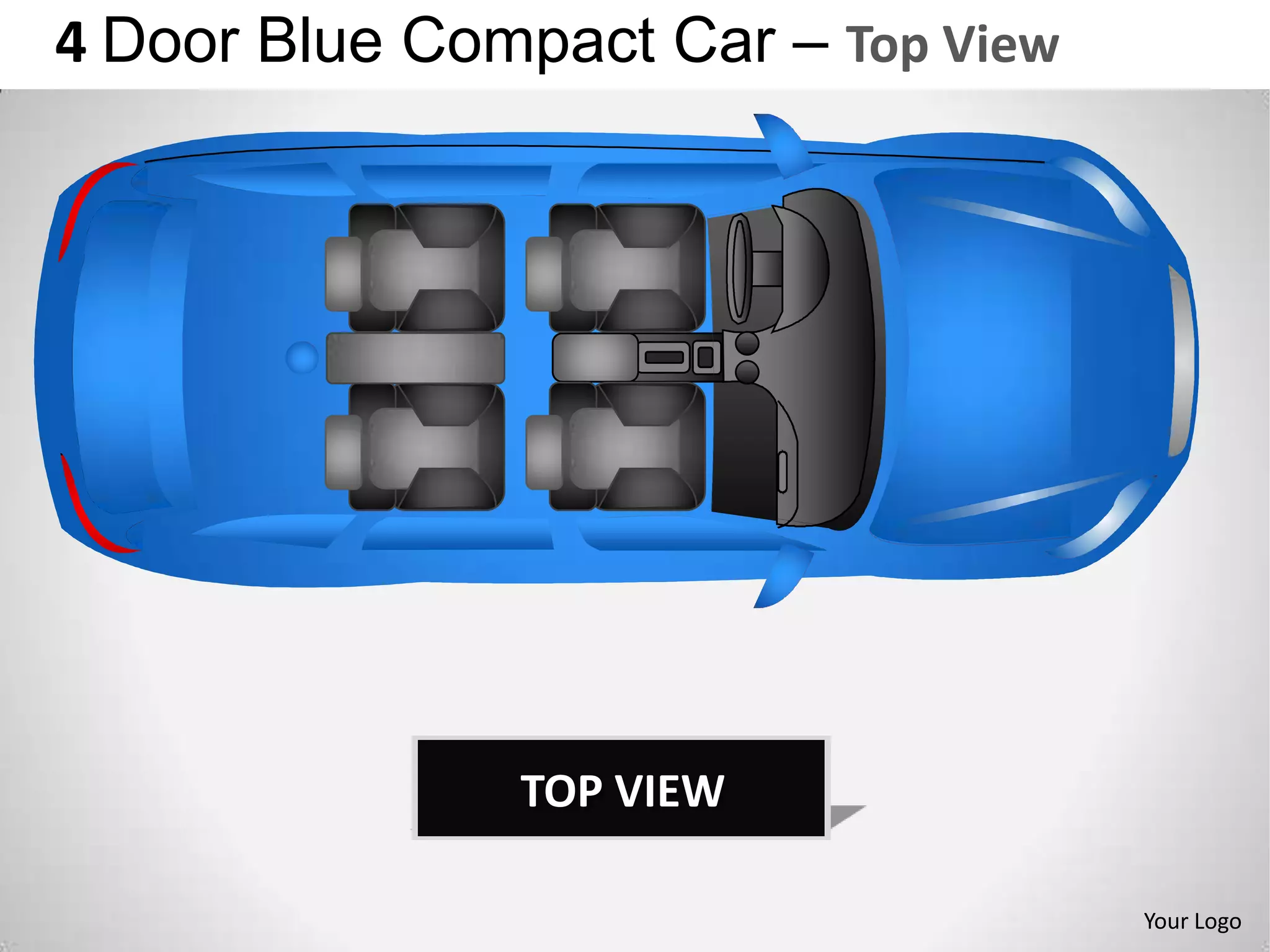 4 door blue car top view powerpoint presentation templates | PPTX ...