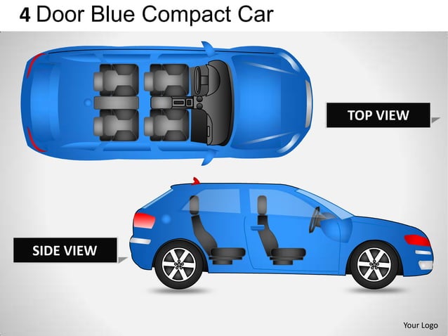 4 door blue car top view powerpoint presentation templates | PPTX ...