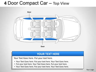 4 door blue car top view powerpoint presentation templates | PPTX