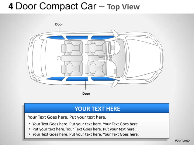 4 door blue car top view powerpoint presentation templates | PPTX ...
