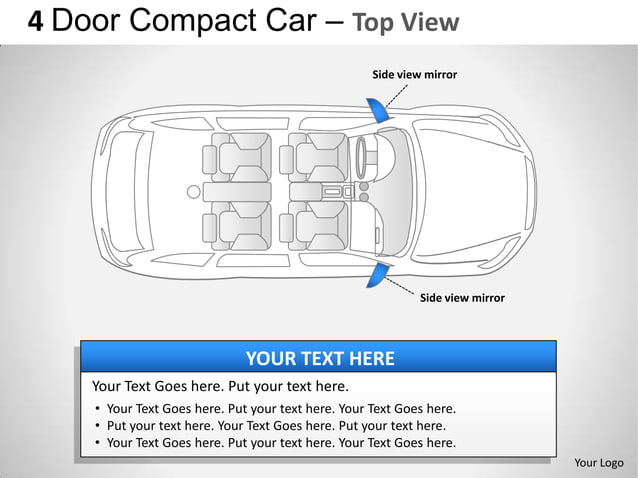 4 door blue car top view powerpoint presentation templates | PPTX ...