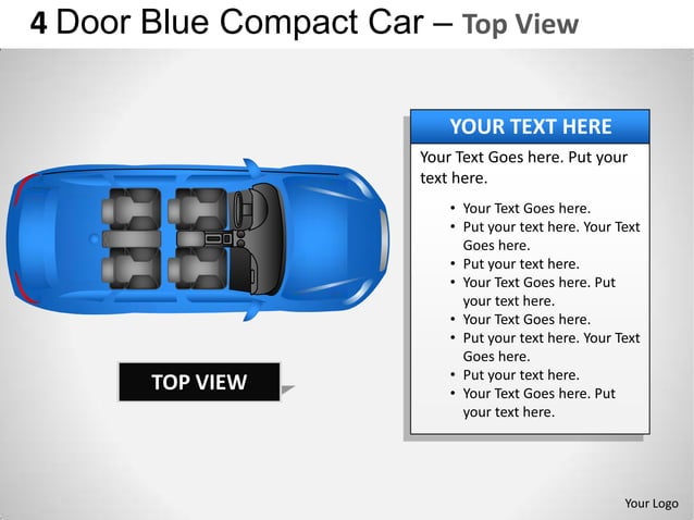 4 door blue car top view powerpoint presentation templates | PPTX ...