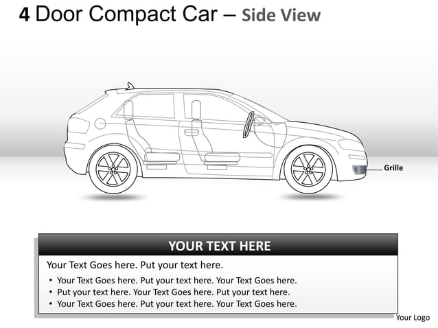 4 door red car side view powerpoint presentation templates | PPTX