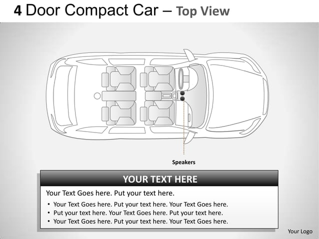 4 door red car top view powerpoint presentation templates | PPTX