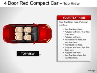 4 door red car top view powerpoint presentation templates | PPTX