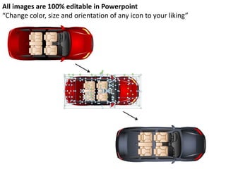 4 door red car top view powerpoint presentation templates | PPTX