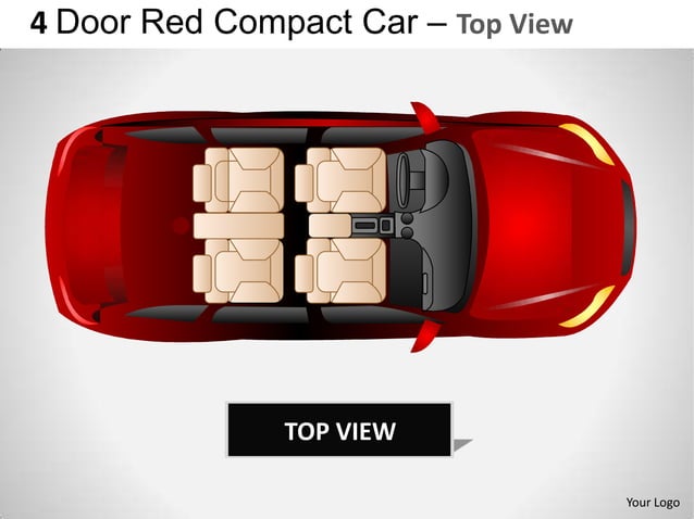 4 door red car top view powerpoint presentation templates | PPTX