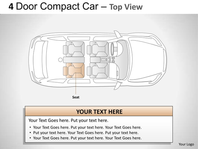 4 door red car top view powerpoint presentation templates | PPTX