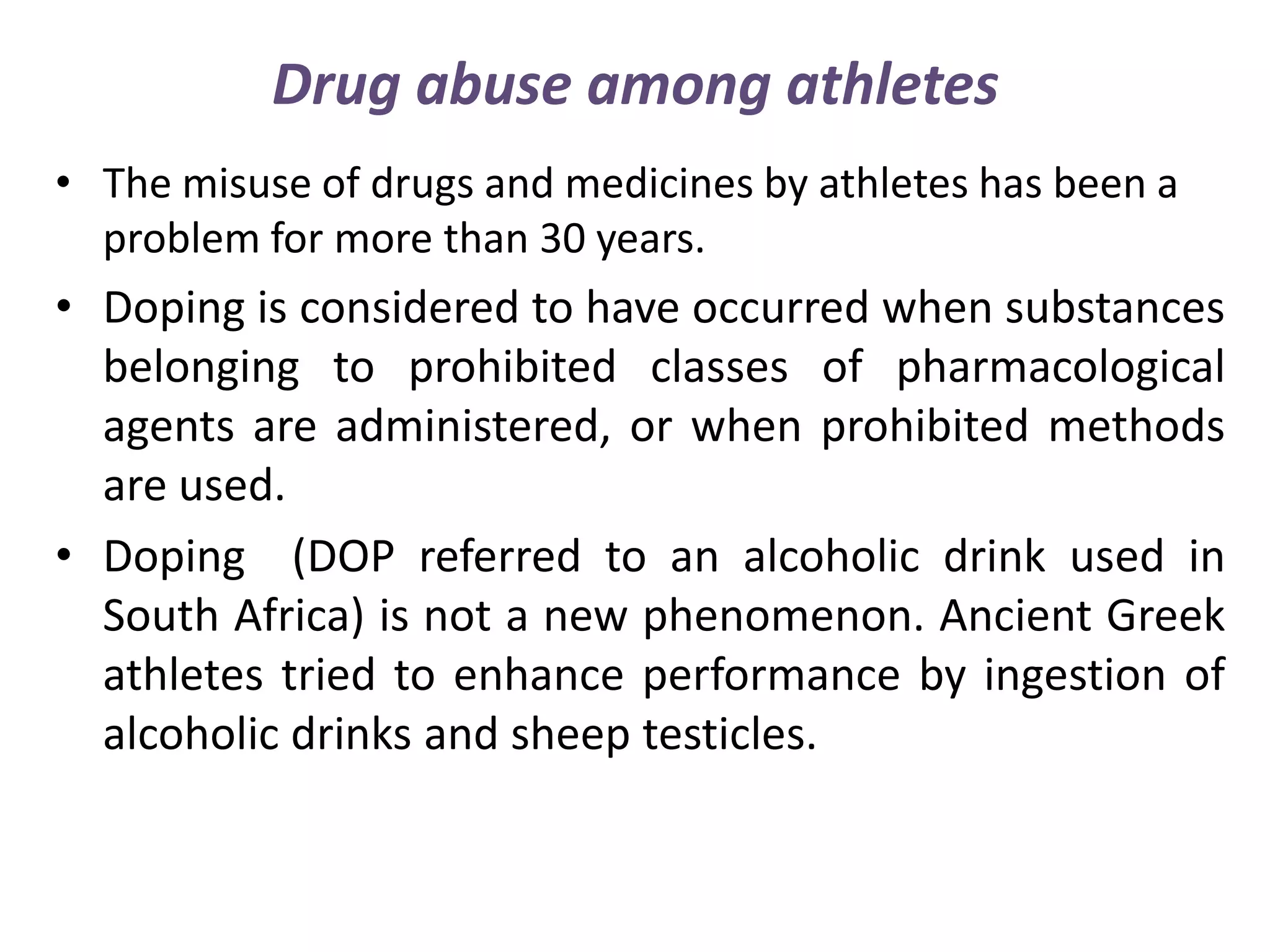 Drug abuse among athletes | PPT