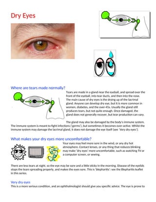 Dry Eyes educational pamphlet for patients | DOCX