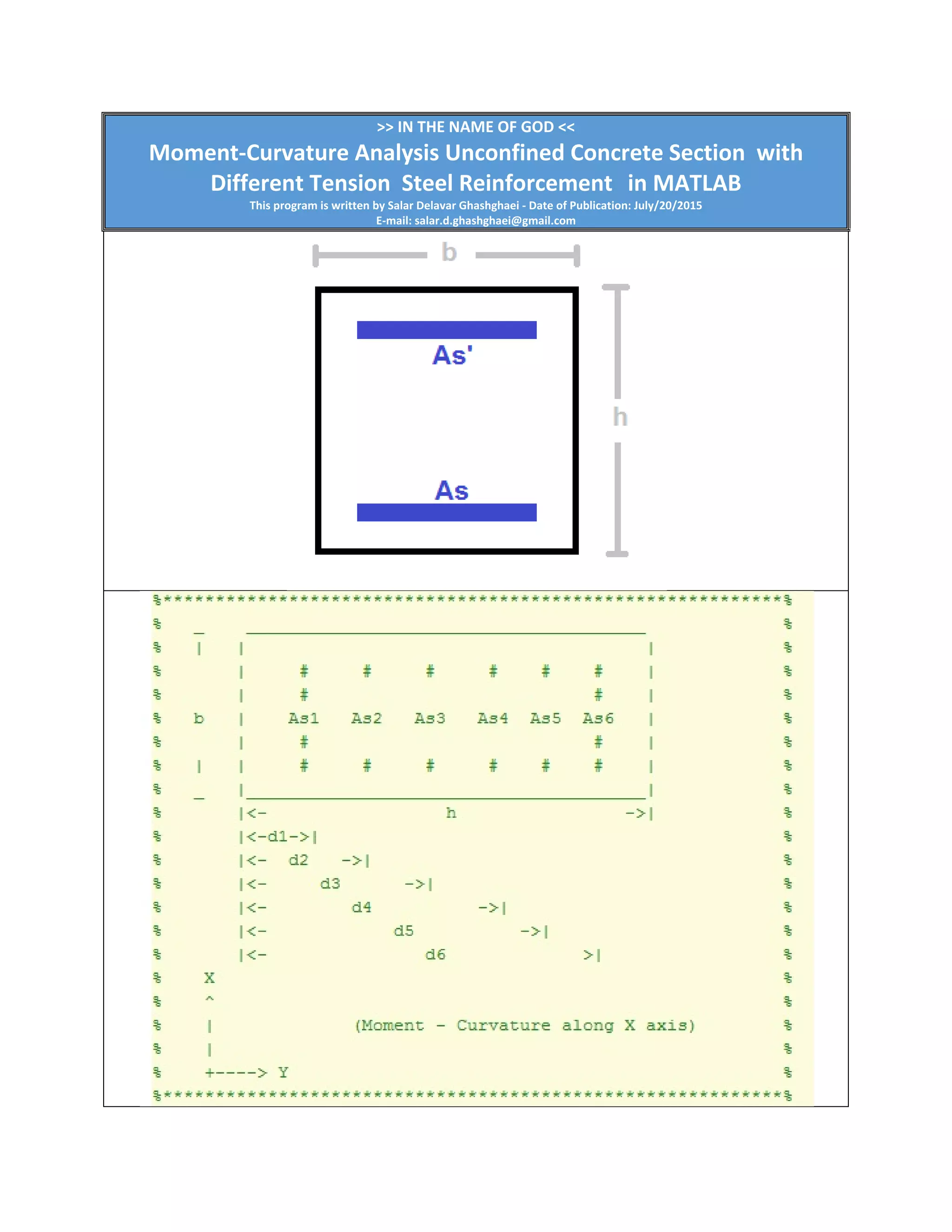 Moment curvature analysis unconfined concrete section with different tension steel reinforcement ...