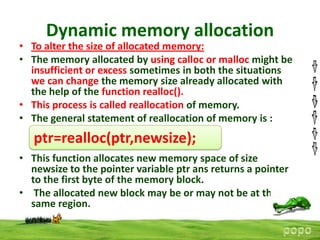 4 dynamic memory allocation | PPSX | Data Storage and Warehousing | Computing