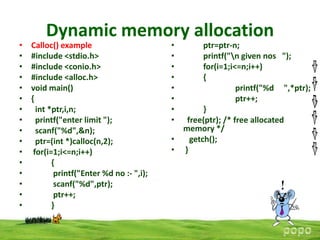 4 dynamic memory allocation | PPSX | Data Storage and Warehousing | Computing