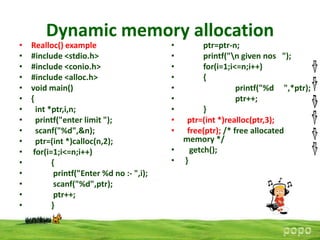 4 dynamic memory allocation | PPSX | Data Storage and Warehousing | Computing
