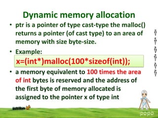 4 dynamic memory allocation | PPSX | Data Storage and Warehousing | Computing