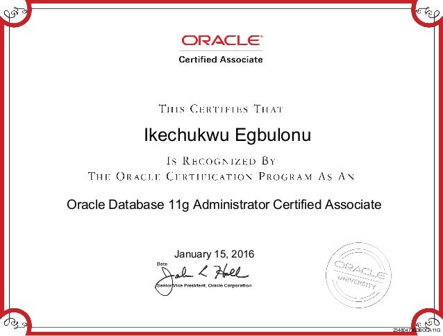 Oracle Dba Certificate