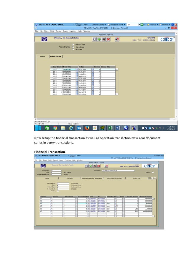 Procedure for New Year Processing in ORION ERP | PDF