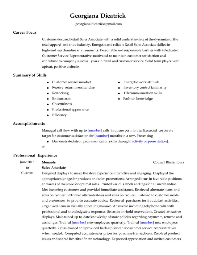 Georgiana Dieatrick Resume 1 | PDF