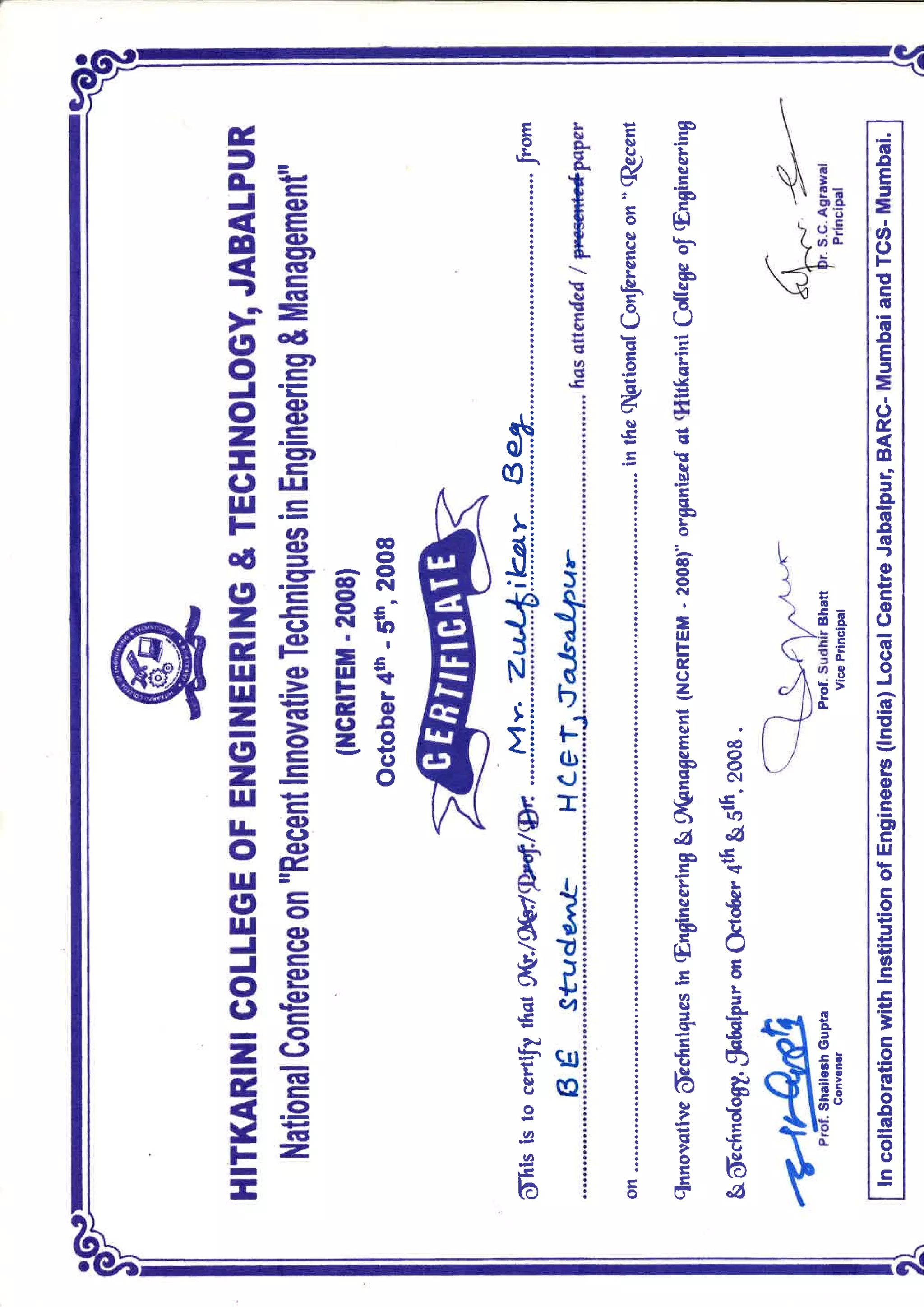 National Conference Certificate | PDF