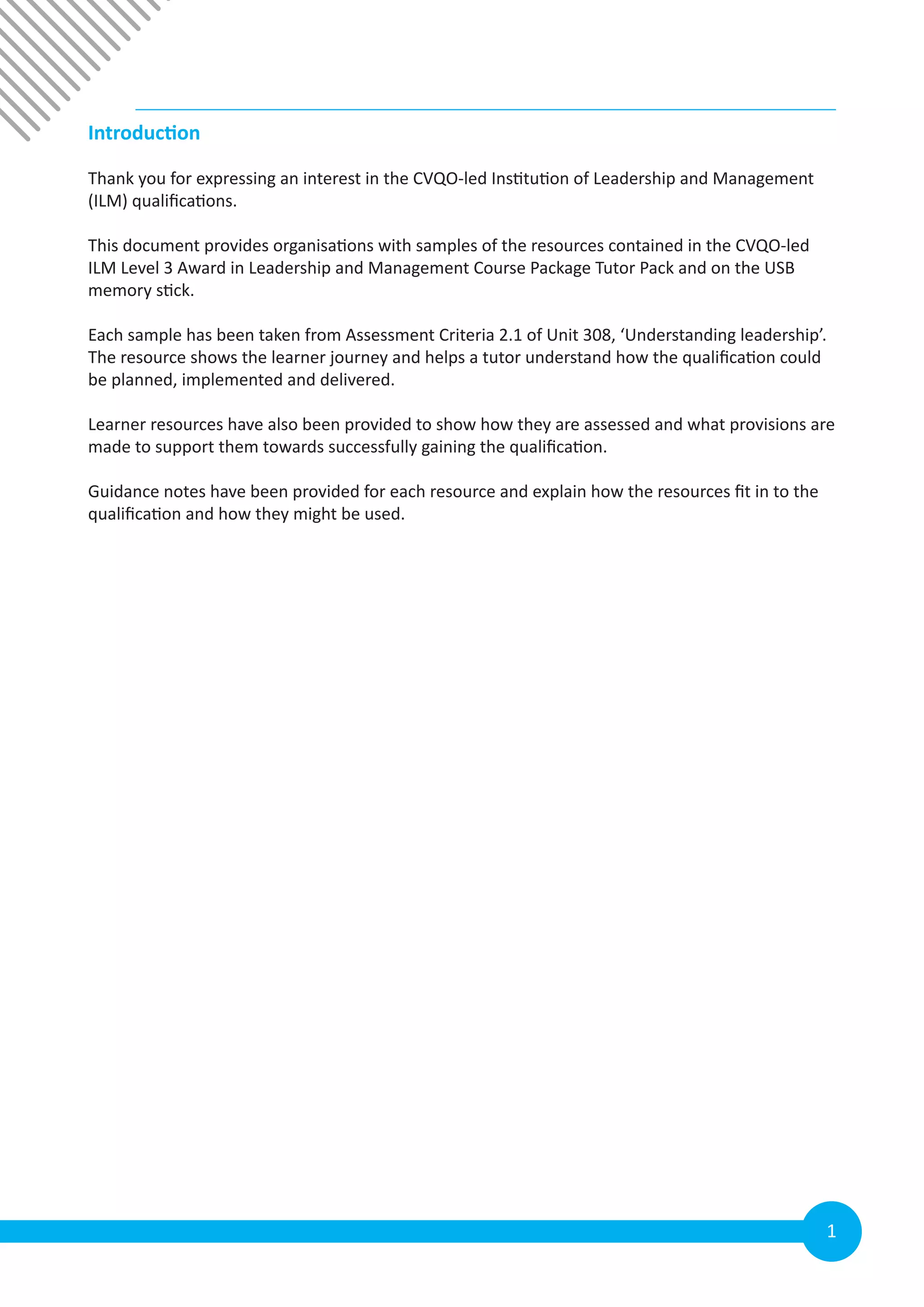 ILM Level 3 LM sample material for organisations AC 2.1 Final | PDF