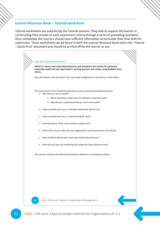 ILM Level 3 LM sample material for organisations AC 2.1 Final | PDF